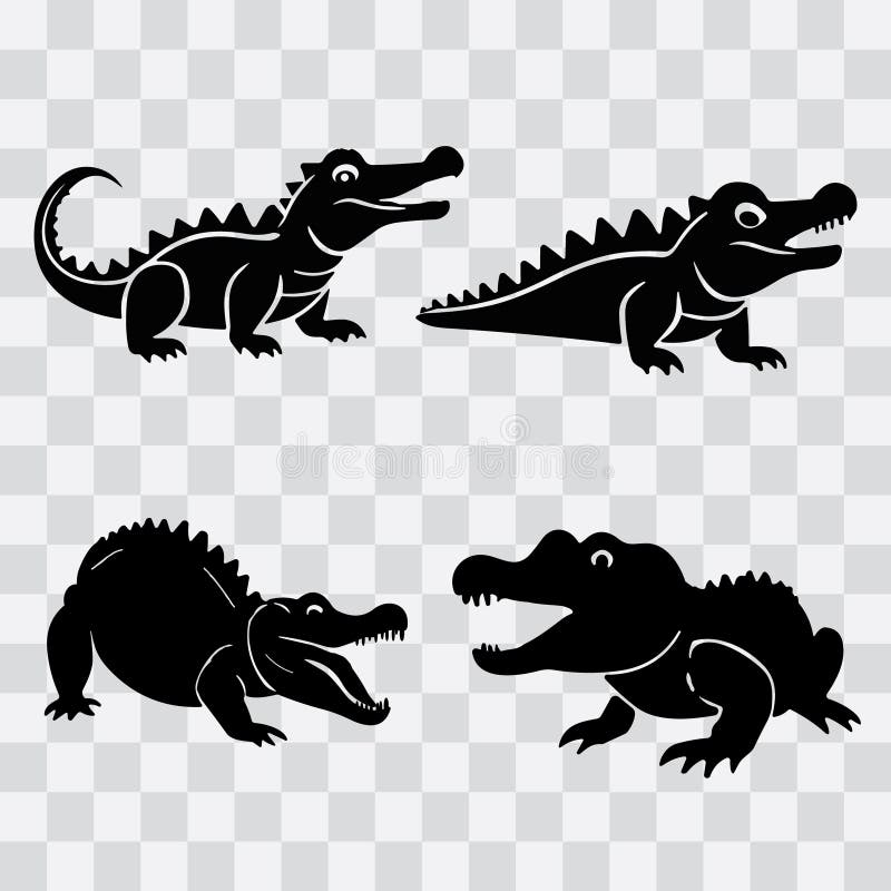 A Set of Alligator Vector Icons Illustrations Stock Vector ...