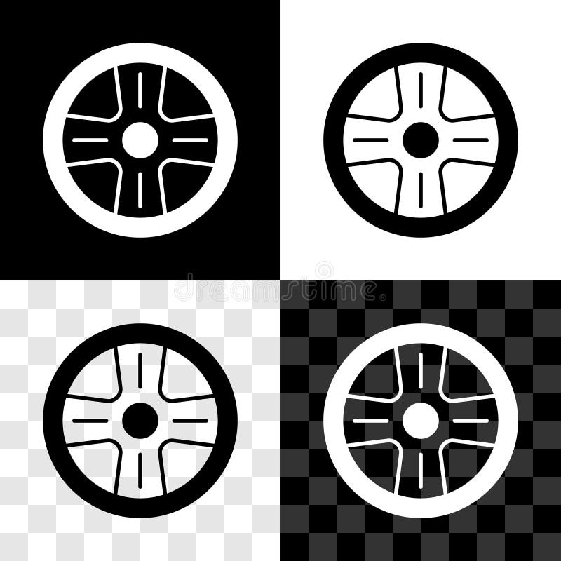Set Alloy Wheel for a Car Icon Isolated on Black and White, Transparent ...