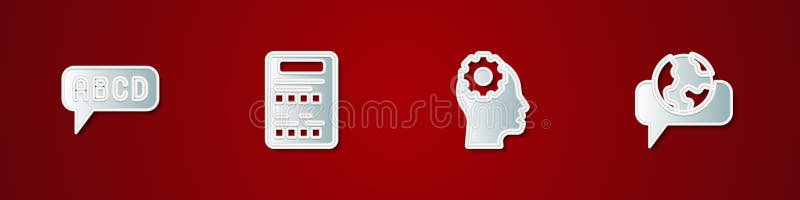 Set Alphabet, Exam Sheet, Head with Gear Inside and Learning Foreign ...