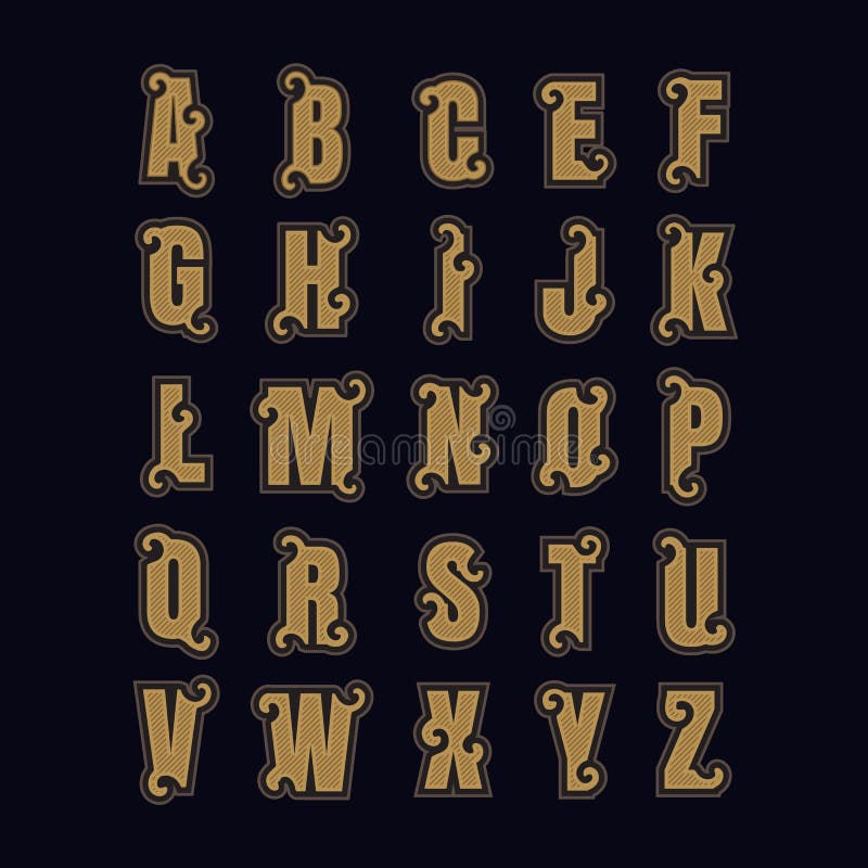 Set Alphabet Letters Vintage Design Stock Vector - Illustration of text ...