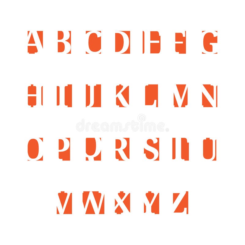 Set of Alphabet Symbols, Icons, Orange Stock Vector - Illustration of ...