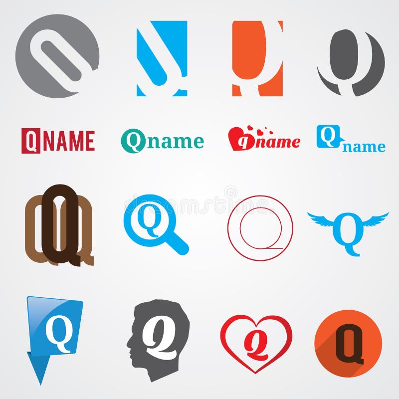 Set of Alphabet Symbols of Letter Q Stock Vector - Illustration of ...