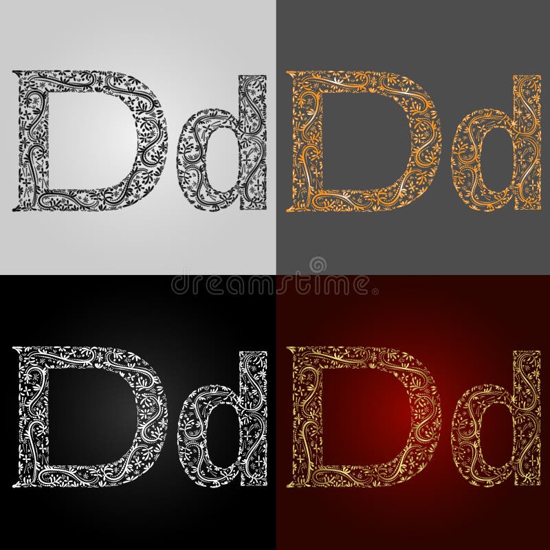 Set of Alphabet Visual Styles. the Letter D. Lettering Stock ...