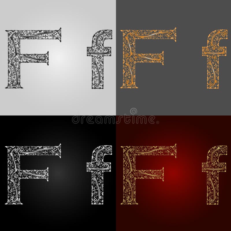 Set of Alphabet Visual Styles. the Letter F. Lettering Stock ...