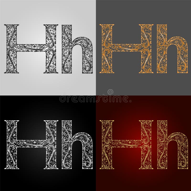 Set of Alphabet Visual Styles. the Letter H. Lettering. Handmade Stock ...