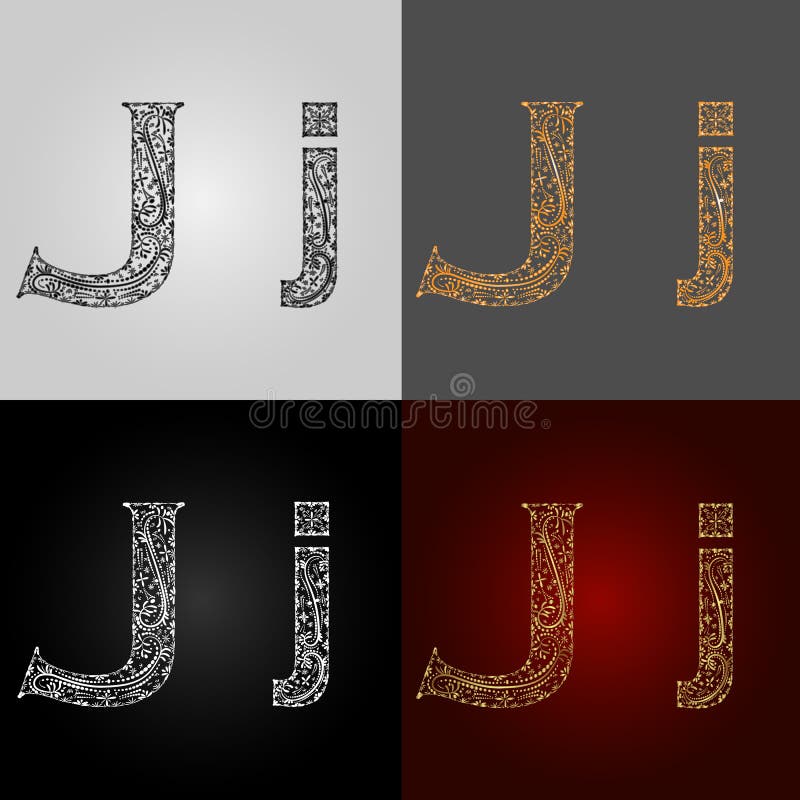 Set of Alphabet Visual Styles. the Letter `J`. Lettering. Handmade ...