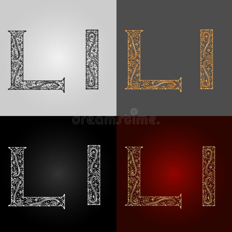 Set of Alphabet Visual Styles. the Letter `L`. Lettering. Handmade ...