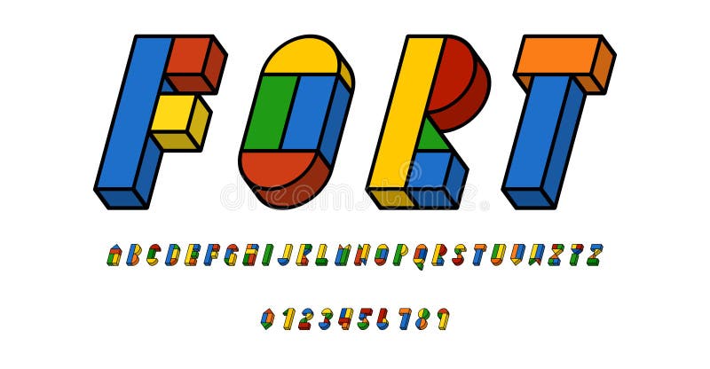 Set of Alphabets Font Letters and Numbers Modern Abstract Design with ...