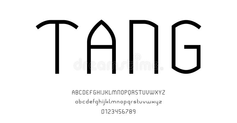 Set of Alphabets Font Letters and Numbers Modern Abstract Narrow Design ...
