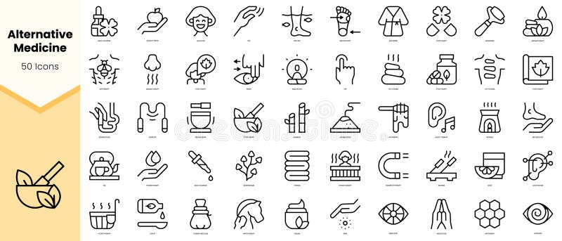 Set of Alternative Medicine Icons. Simple Line Art Style Icons Pack ...