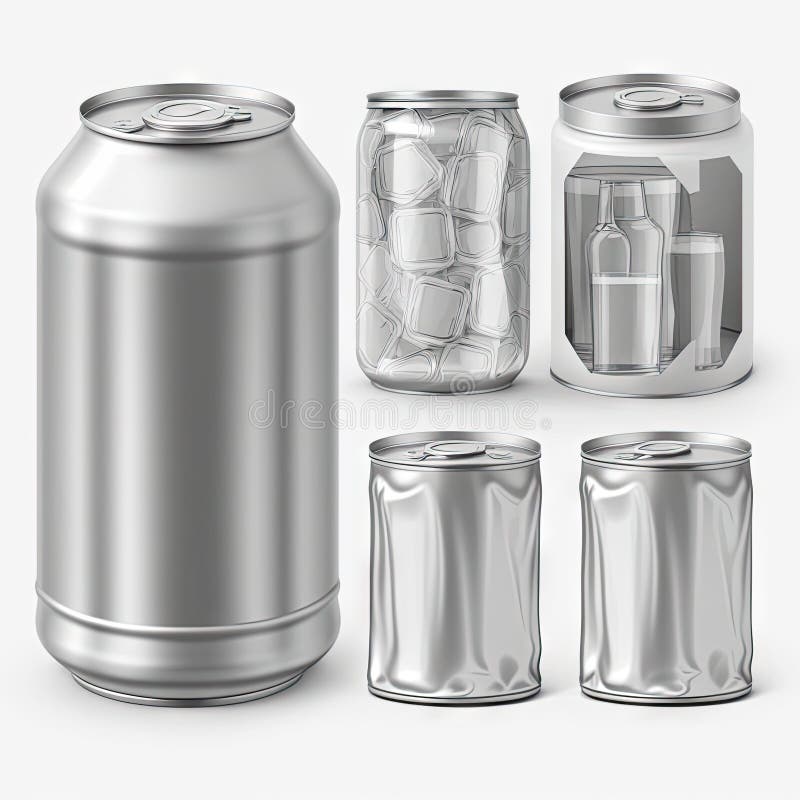 Set of Aluminum Cans Mockup for Different Types of Drinks Stock ...