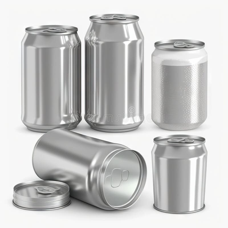Set of Aluminum Cans Mockup for Different Types of Drinks Stock ...