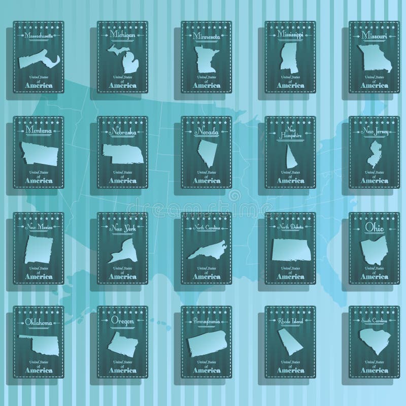 Set of America State Labels. Vector Illustration Decorative Design ...