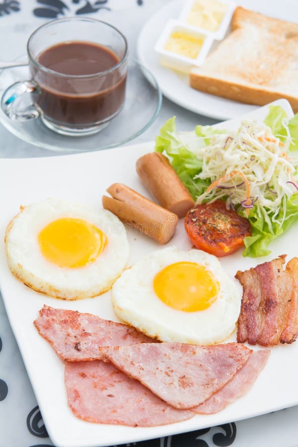 Set of American Breakfast for Morning Stock Image - Image of dish ...
