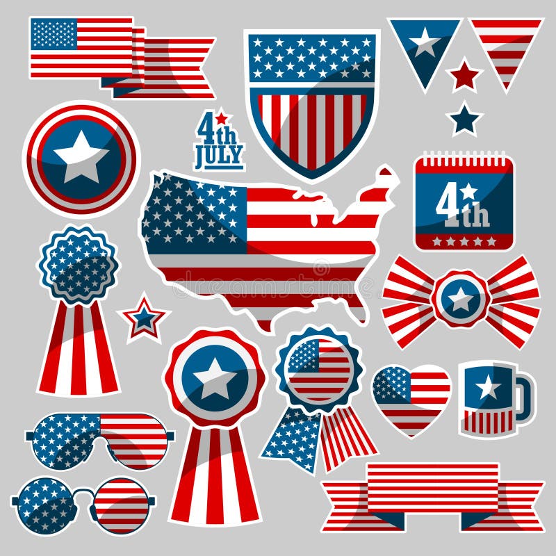 Set of american elements stock vector. Illustration of style - 94730600