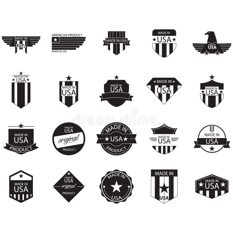 Set of American Emblems. Vector Illustration Decorative Design Stock ...