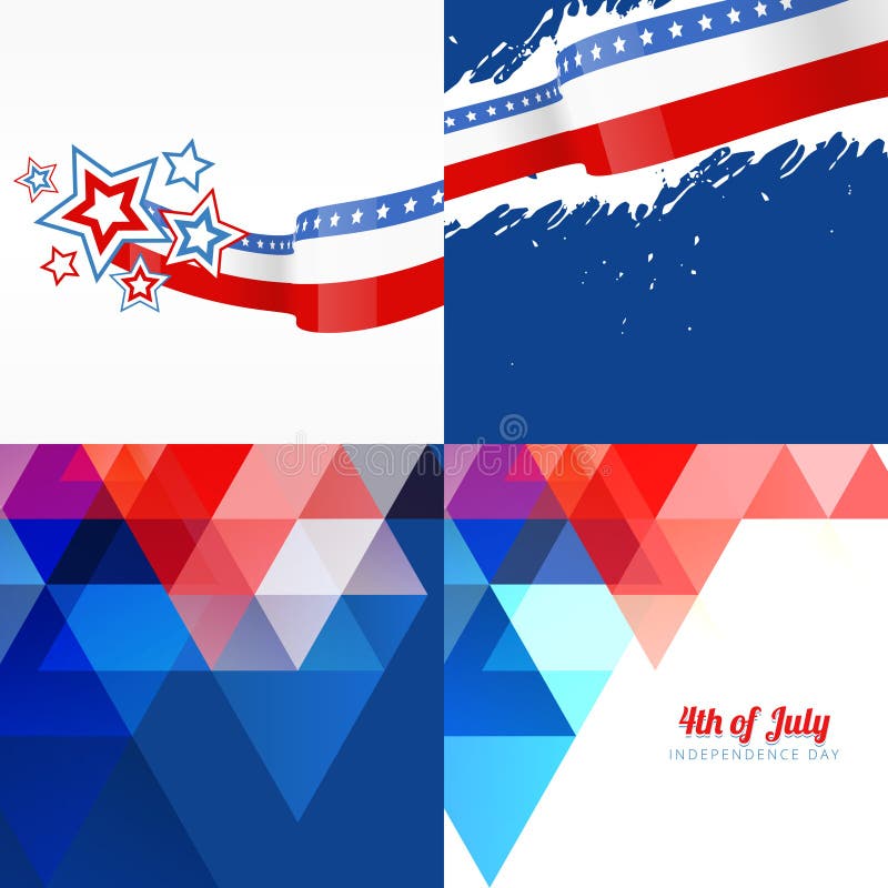 Set of American Flag Design with Different Pattern Style Stock Vector ...