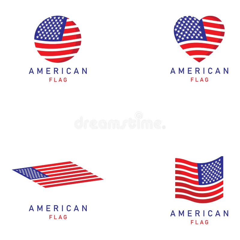 Set of American Flag Logo Design Elements Vector Icons. Stock Vector ...
