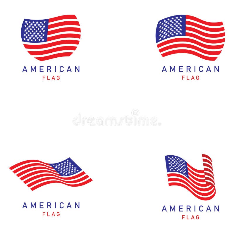 Set of American Flag Logo Design Elements Vector Icons. Stock Vector ...