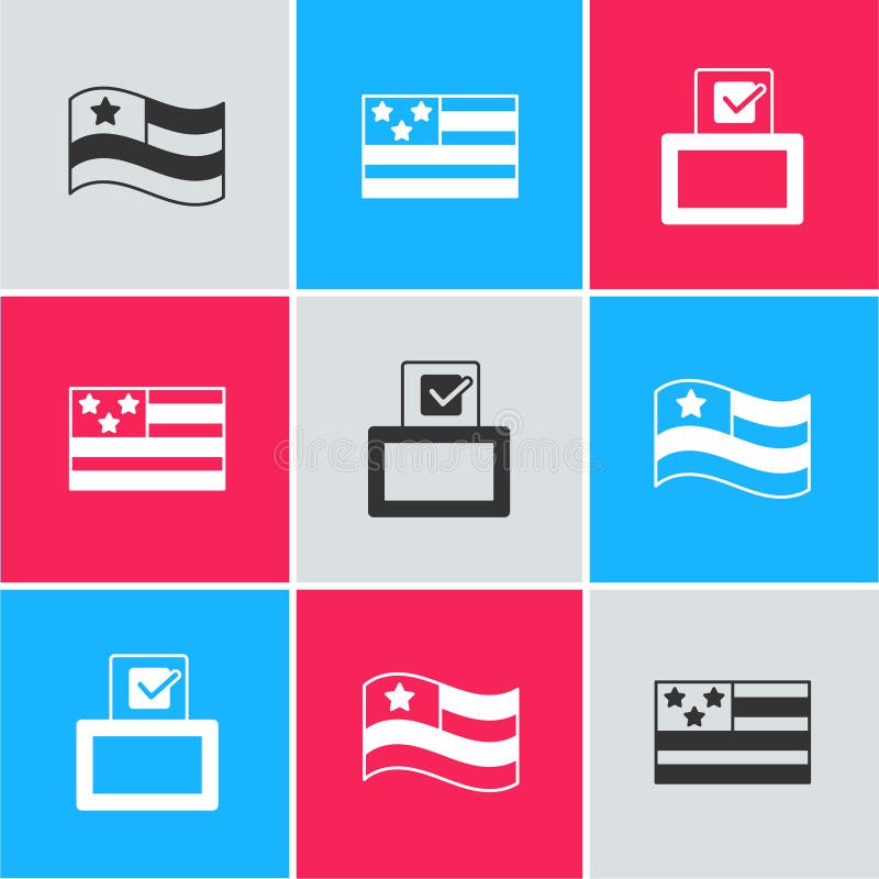 Set American Flag, and Vote Box Icon. Vector Stock Illustration ...