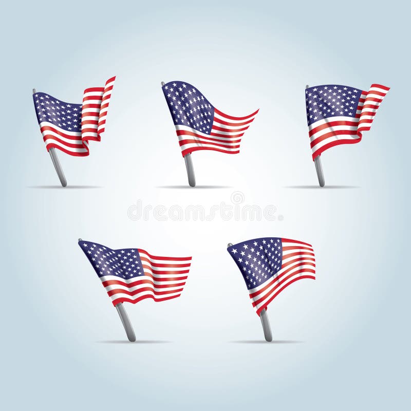 Set of American Flags. Vector Illustration Decorative Design Stock ...