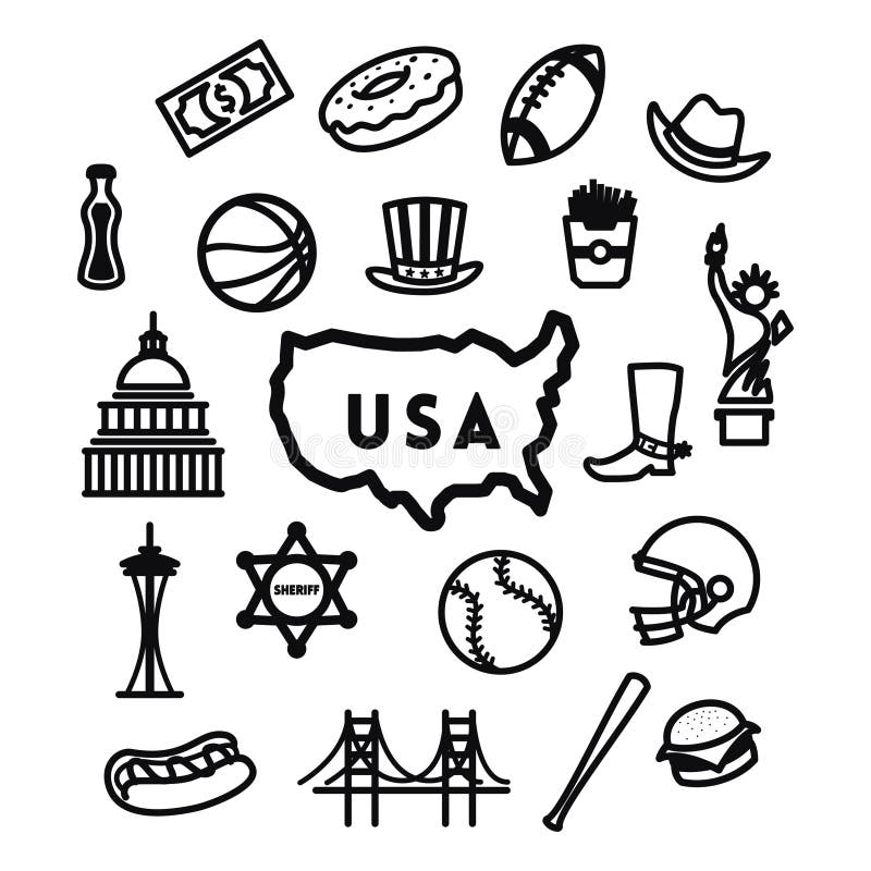 Set of American Icons. Vector Illustration Decorative Design Stock ...