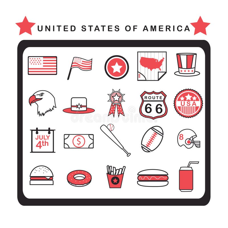 Set of American Icons. Vector Illustration Decorative Design Stock ...