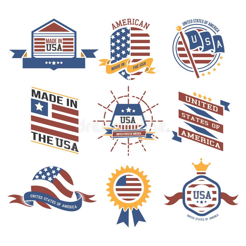 Set of American Labels. Vector Illustration Decorative Design Stock ...