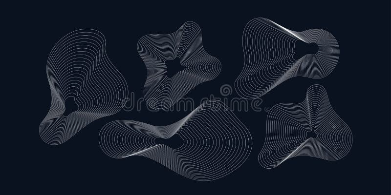 A Set of Amorphous Shapes on a Dark Background. Abstract Vector ...