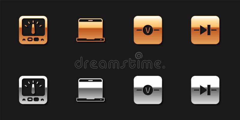 Set Ampere Meter, Multimeter, Laptop, Voltmeter and Diode in Electronic ...