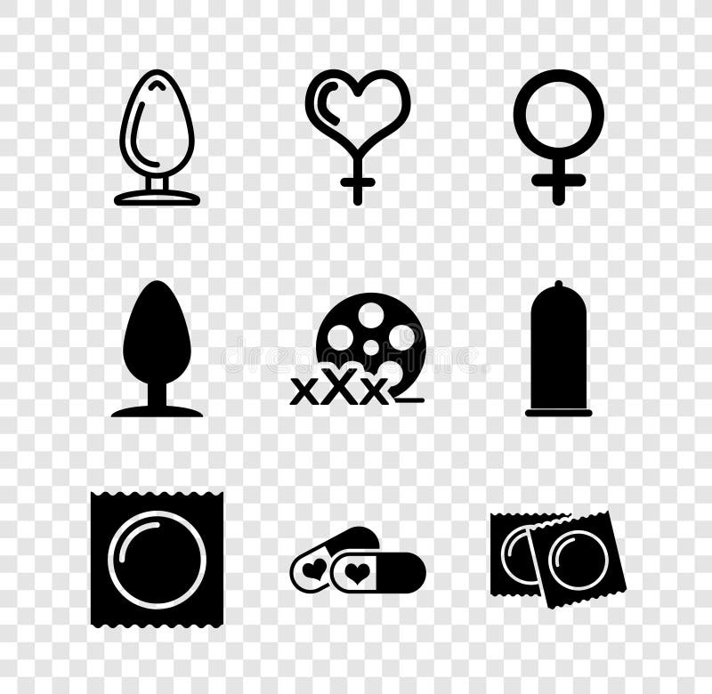 Set Anal Plug Female Gender And Heart Symbol Condom In Package