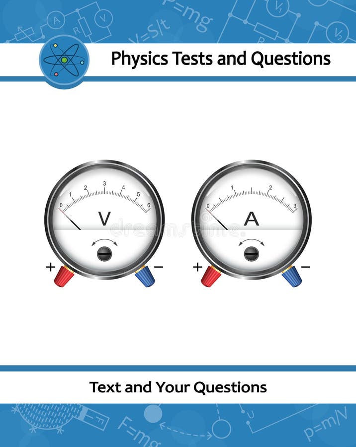 Set of Analog Voltmeter and Ammeter. Round Gauge with Metal Frame Stock ...