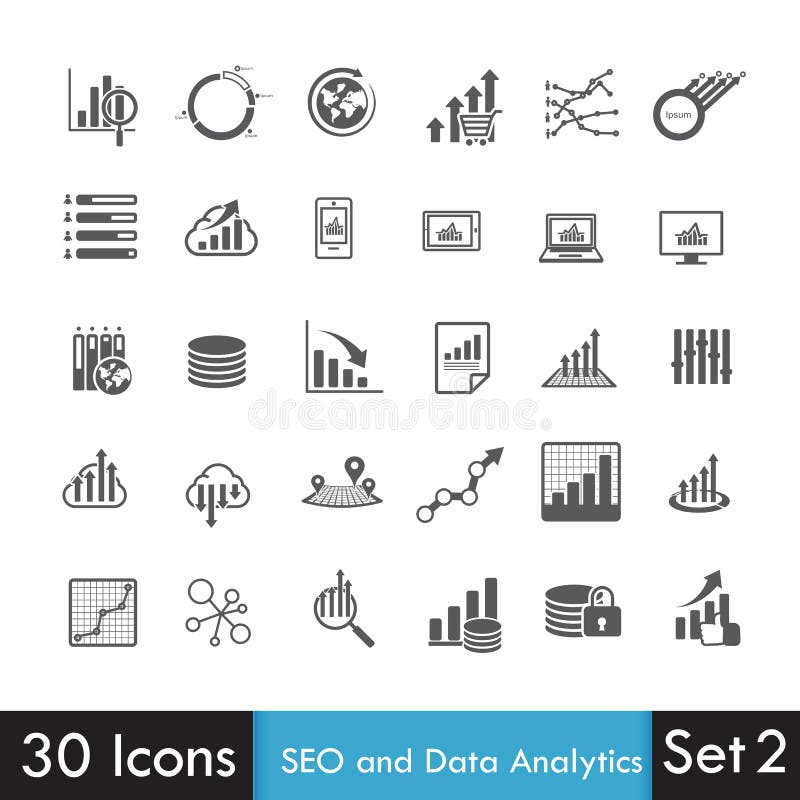 Set of analytics icons stock vector. Illustration of information - 60615817