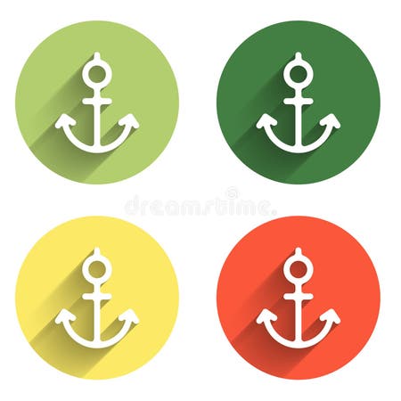 Set Anchor Icon Isolated with Long Shadow Background. Color Circle ...