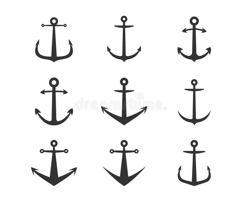 Set of Anchor Icons. Anchor Symbol. Ship Anchor Vector Icon Collection ...