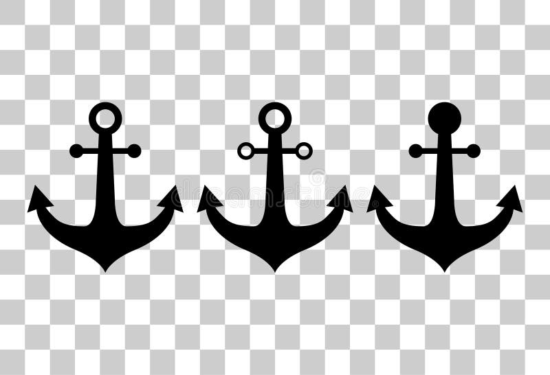 Set of Anchor Marine Old Icon, Ship Security Object Element, Vector ...