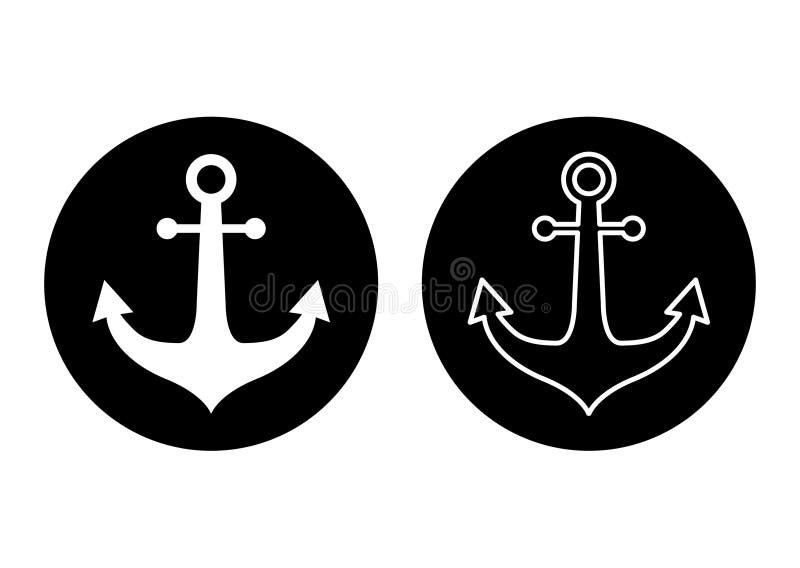 Set of Anchor Marine Old Icon, Ship Security Object Element, Vector ...