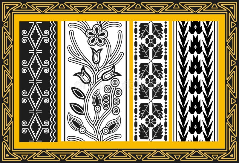 Set of Ancient American Indian Patterns Stock Vector - Illustration of ...