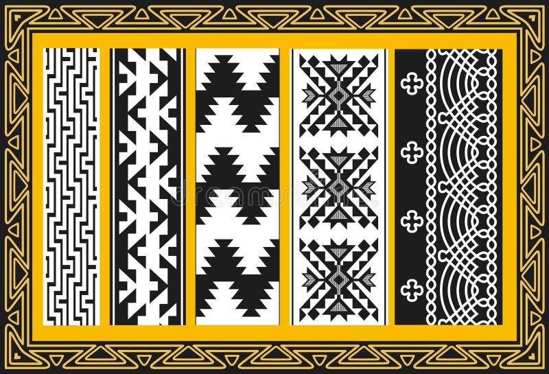 Set of Ancient American Indian Patterns Stock Vector - Illustration of ...