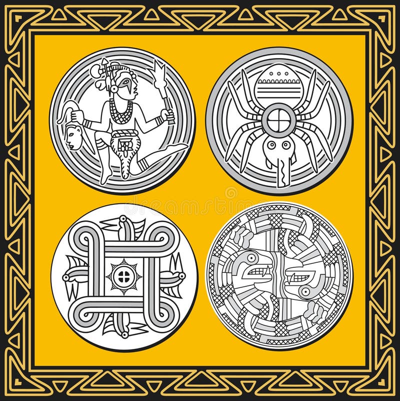 Set of Ancient American Indian Patterns Stock Vector - Illustration of ...