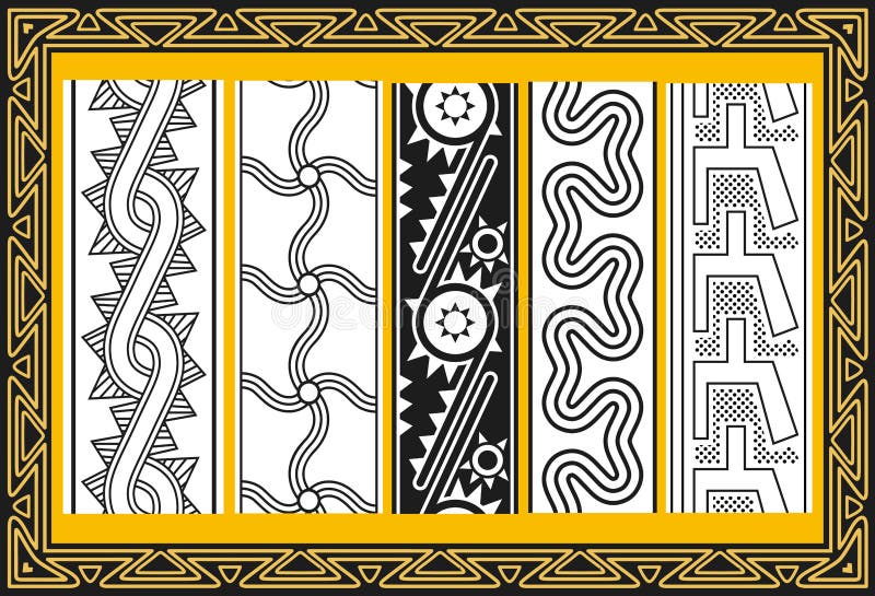Set of Ancient American Indian Patterns Stock Vector - Illustration of ...