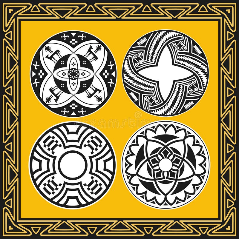 Set of Ancient American Indian Patterns Stock Vector - Illustration of ...