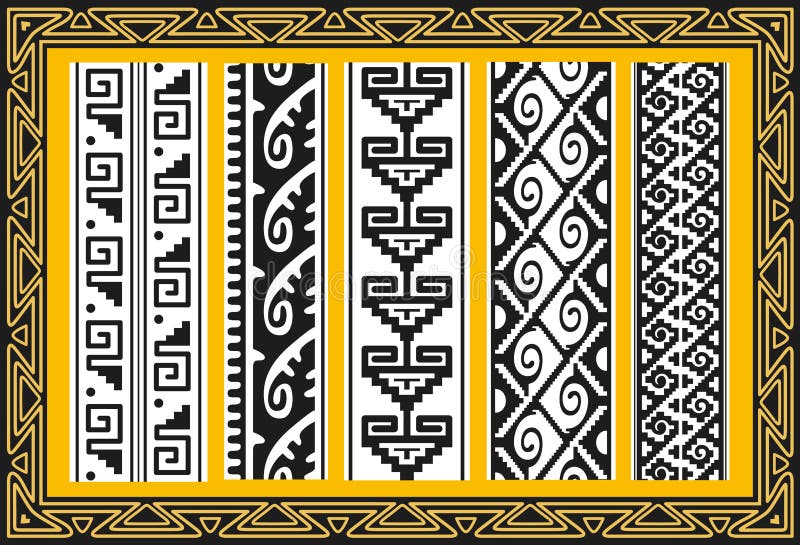 Set of Ancient American Indian Patterns Stock Vector - Illustration of ...