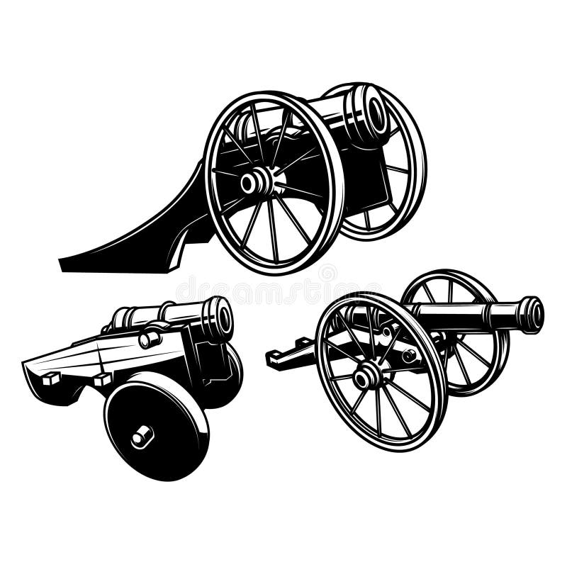 Set of Ancient Cannons. Design Element for Logo Stock Vector ...