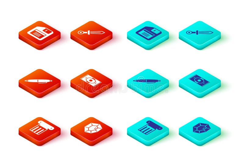 Set Ancient Column, Gem Stone, Pen, Classic Carpet, Medieval Sword and ...