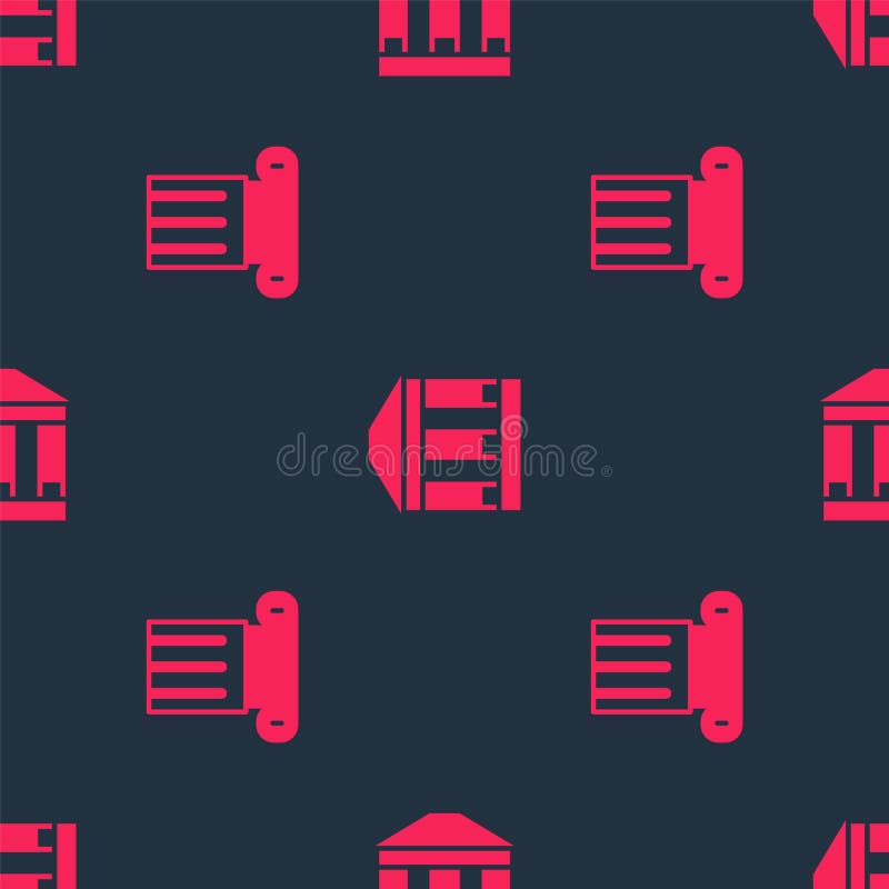 Set Ancient Column and Museum Building on Seamless Pattern. Vector ...