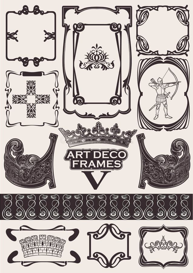Set of Ancient Frames in Art-Deco Style Stock Vector - Illustration of ...
