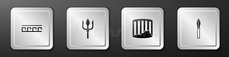 Set Ancient Greek Pattern, Neptune Trident, Column and Medieval Spear ...