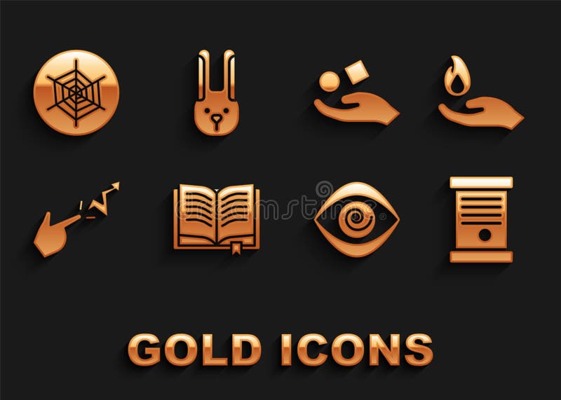 Set Ancient Magic Book, Hand Holding Fire, Decree, Paper, Parchment ...