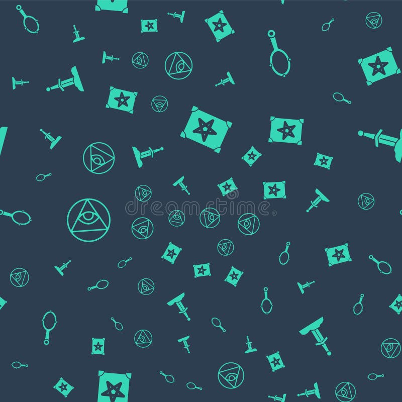 Set Ancient Magic Book, Magic Hand Mirror, Masons and Sword in the ...